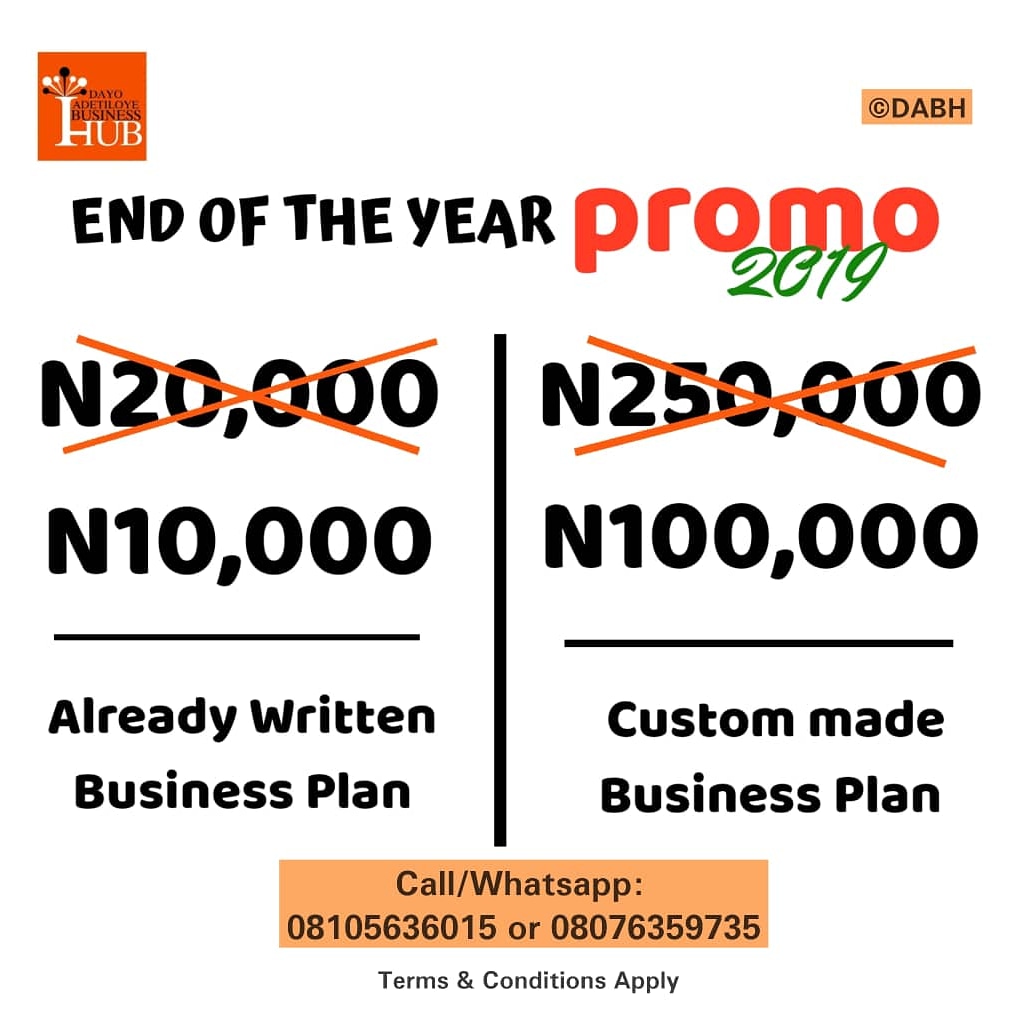 End of the Year Business Plan Promo for N10,000 - Youth Entrepreneurship